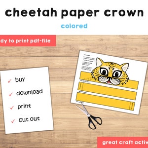 Cheetah Paper Crown Party Printable Kids Craft Safari Jungle Birthday ...