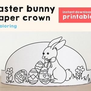 Easter Bunny Hat Paper Crown Coloring Headband Easter Cut Out Party ...