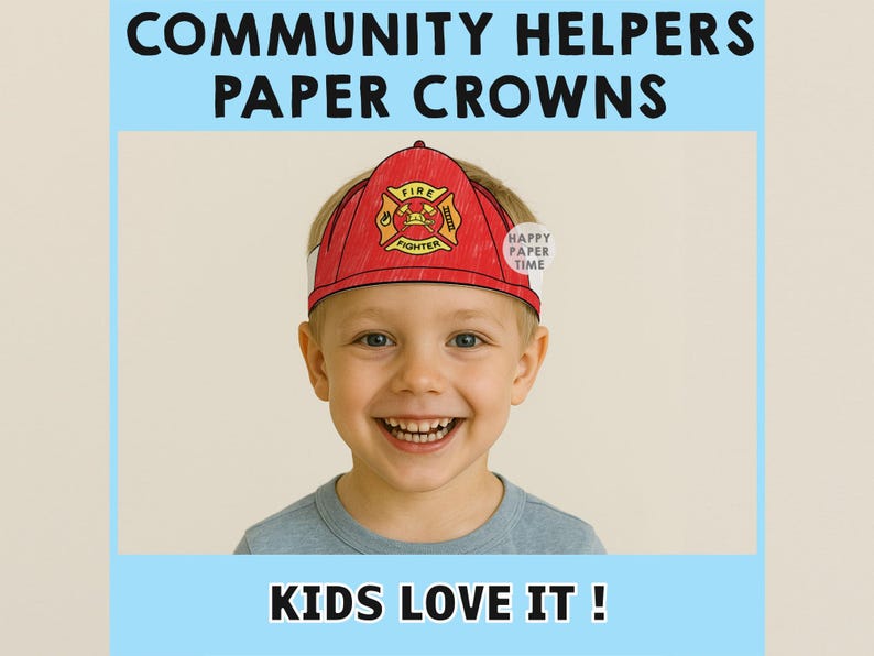 Community Helpers Paper Crowns Police Builder Farmer Nurse Mail Carrier ...