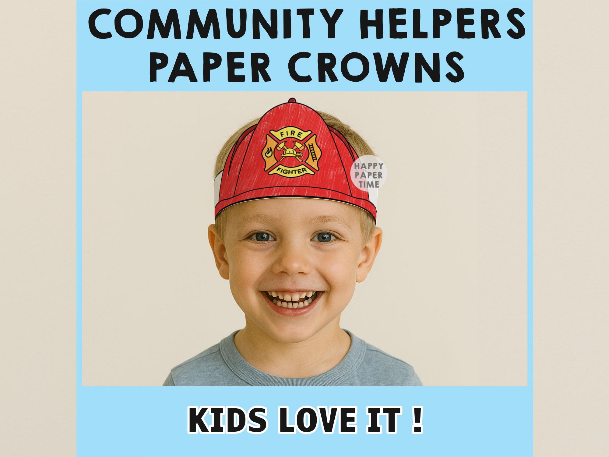 Community Helpers Paper Crowns Police Builder Farmer Nurse Mail Carrier ...