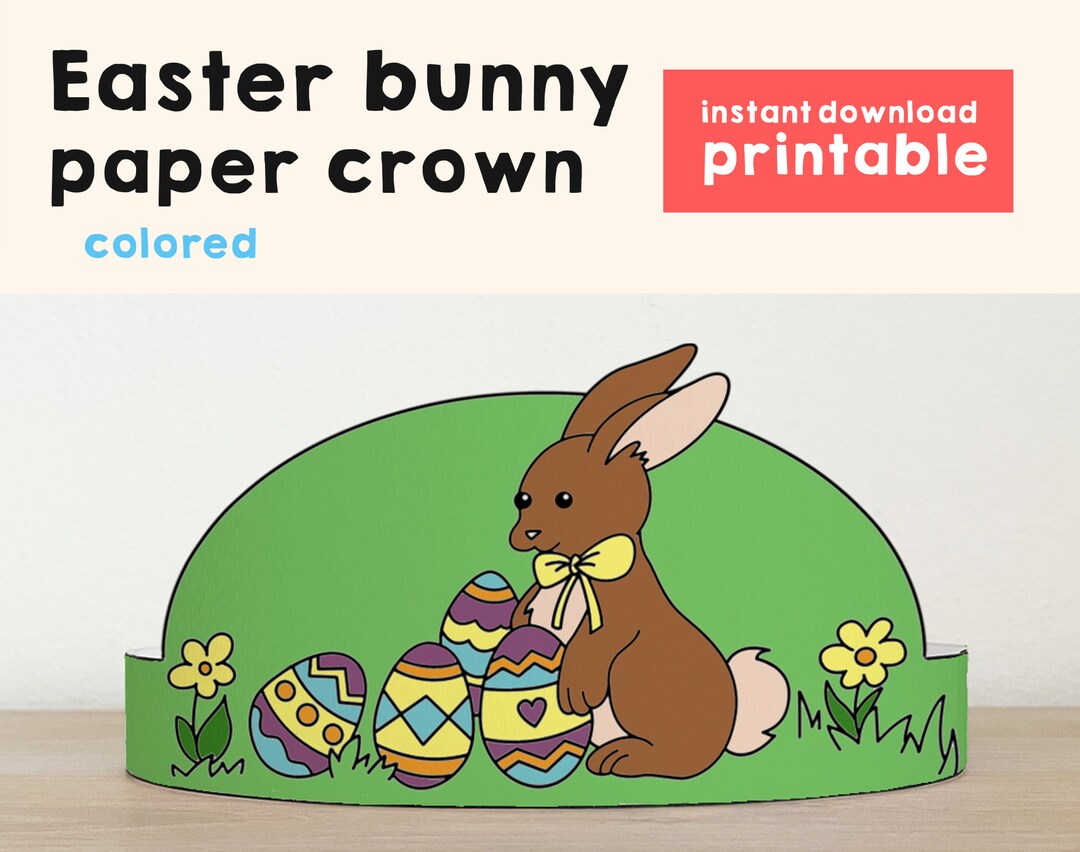 Easter Bunny Hat Paper Crown Headband Easter Cut Out Party Activity ...