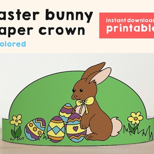 Easter Bunny Hat Paper Crown Headband Easter Cut Out Party Activity ...