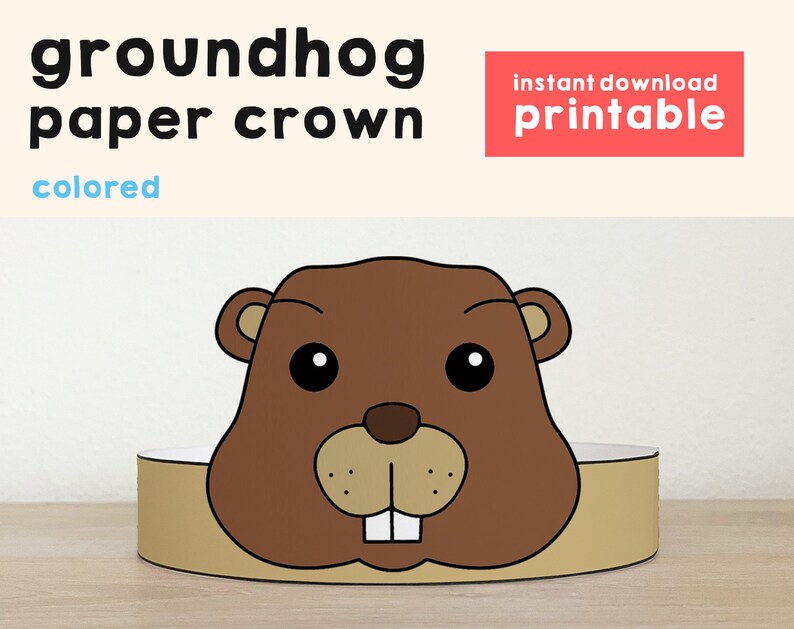 Groundhog Day Paper Crown Party Printable Kids Craft Spring - Etsy