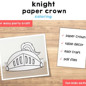 Knight Paper Helmet Crown Template Fantasy Party Headband Coloring ...