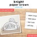 Knight Paper Helmet Crown Template Fantasy Party Headband Coloring ...