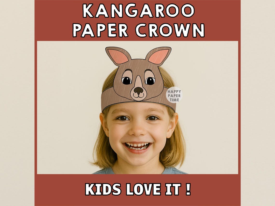 Kangaroo Paper Crown Headband Party Coloring Printable Kids Craft ...