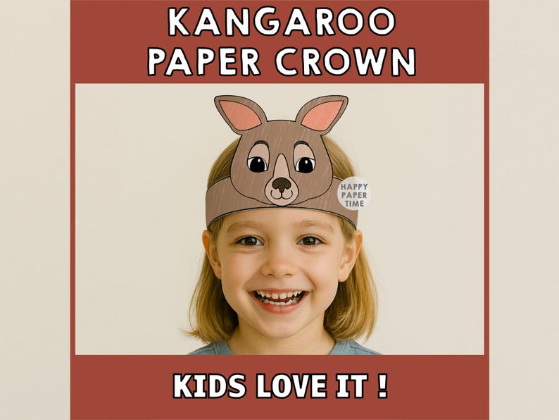 Kangaroo Paper Crown Headband Party Coloring Printable Kids Craft ...