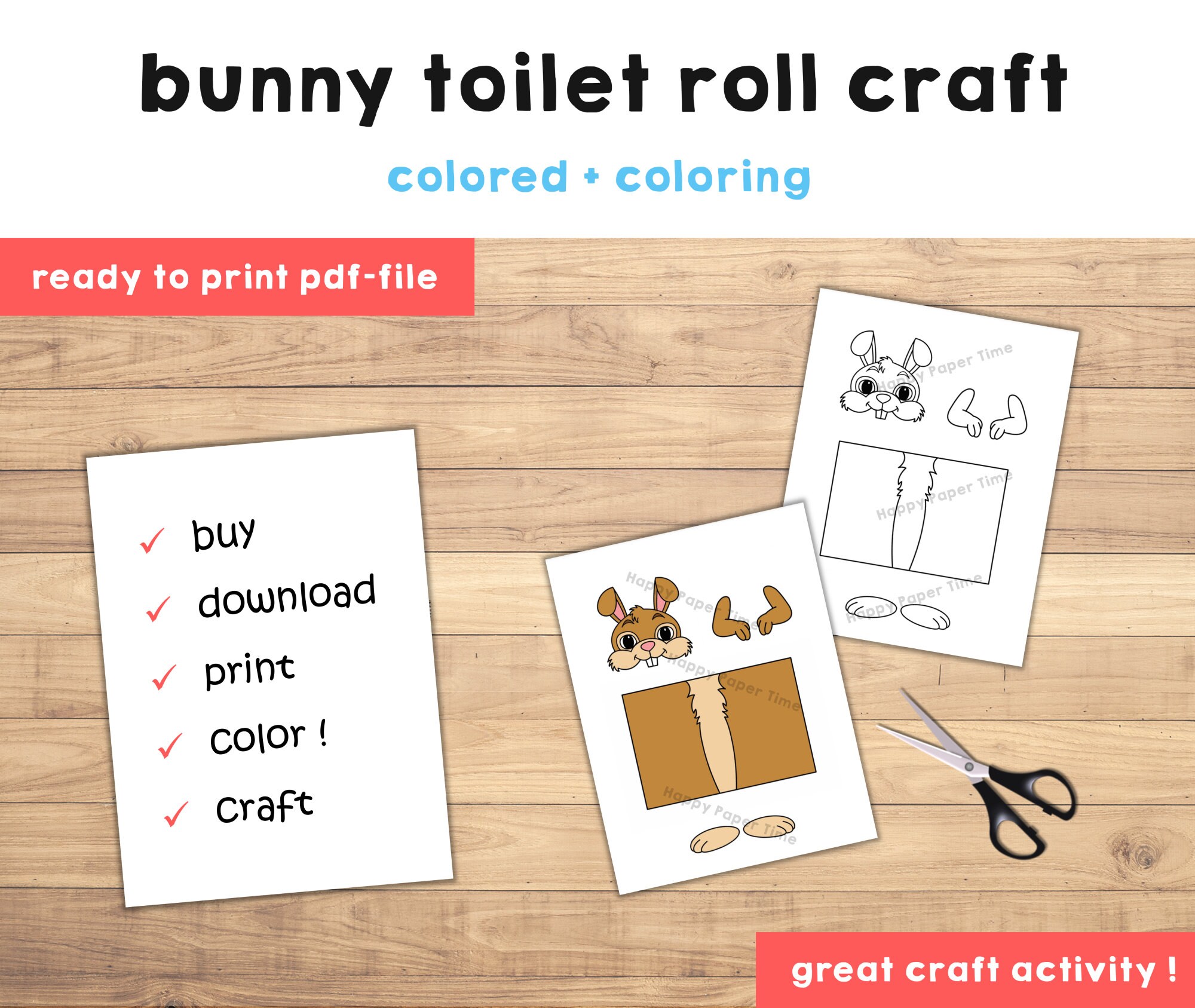 Bunny Toilet Paper Roll Craft Rabbit Pets Easter Party - Etsy