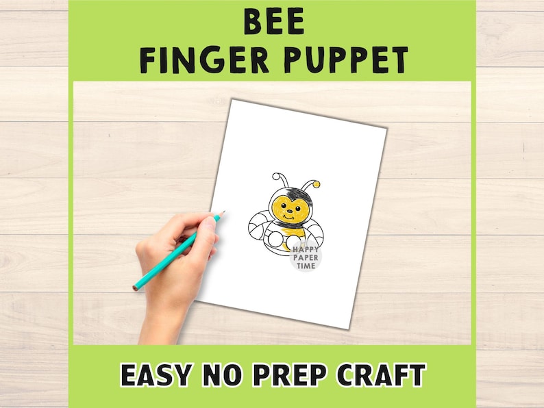 Bee Paper Craft Printable Finger Puppet Template Kids Craft Activity ...