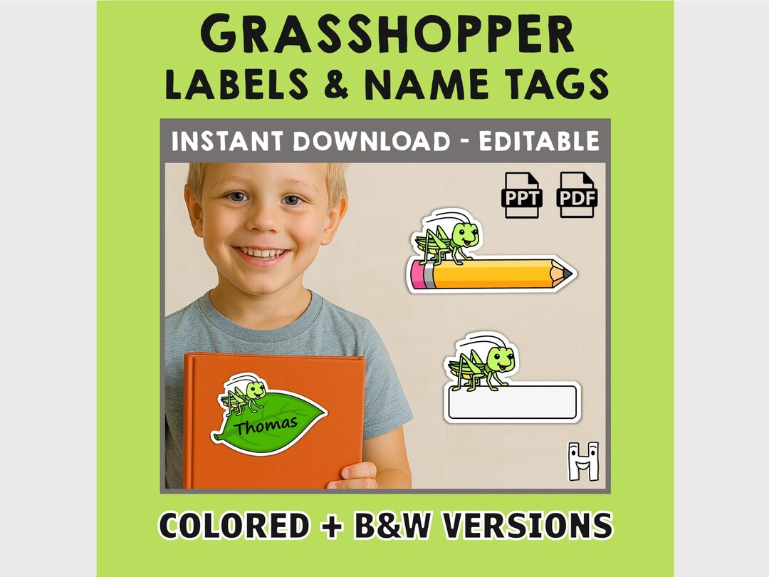 Grasshopper Name Tags Classroom Labels Bug Insect Animal Spring ...