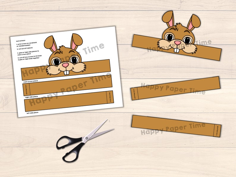 Bunny Paper Crown Headband Pet Animal Printable Kids Craft - Etsy