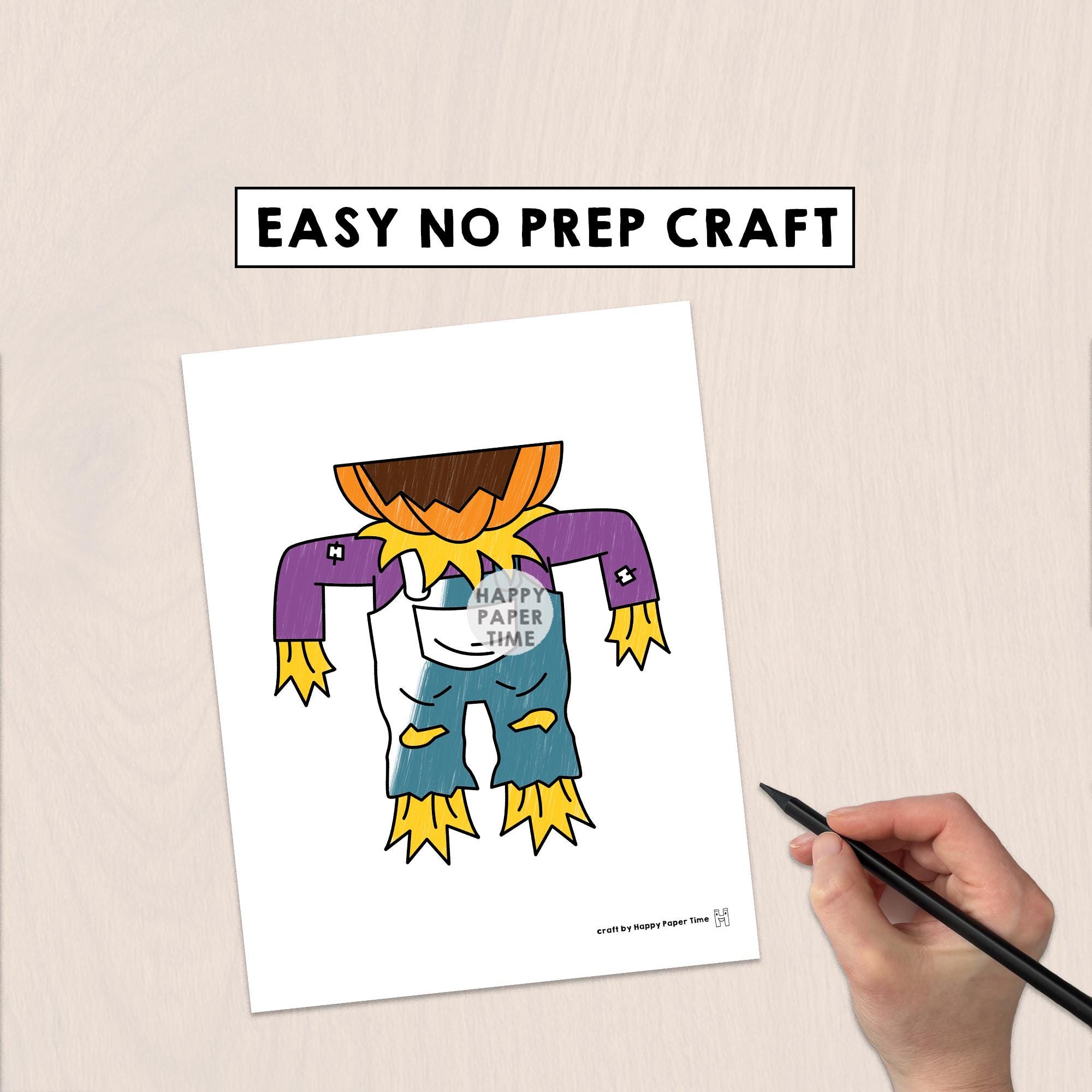 Scarecrow Paper Bag Puppet Printable Halloween Craft Activity Cut Paste ...