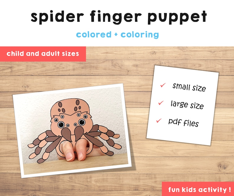 Spider Paper Craft Printable Finger Puppet Bug Template Kids - Etsy