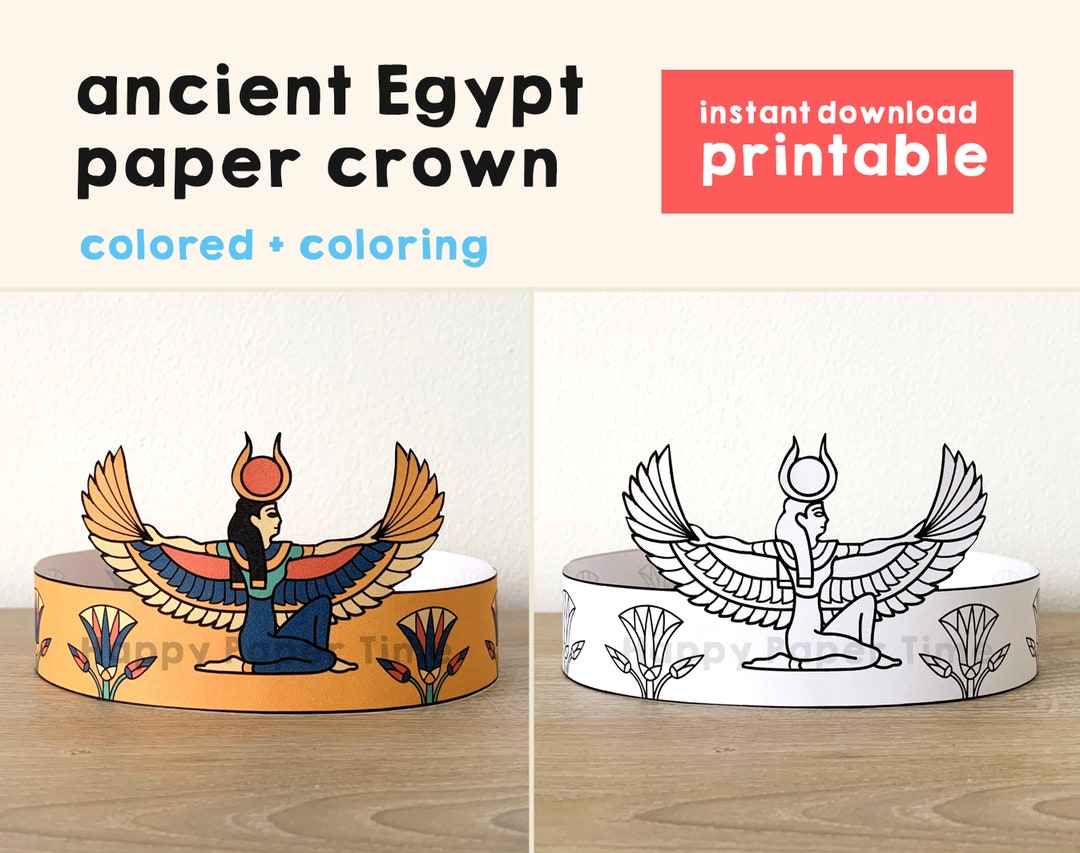 Ancient Egypt Isis Paper Crown Hat Template Party Coloring - Etsy