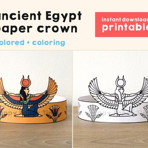 Ancient Egypt Isis Paper Crown Hat Template Party Coloring | Etsy