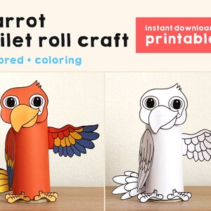 Parrot Toilet Paper Roll Craft Bird Pets Animal Party Coloring - Etsy