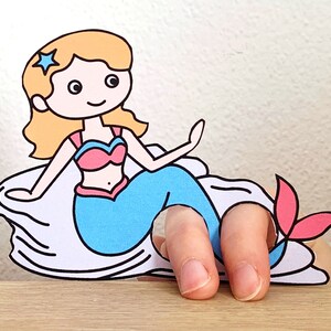 Mermaid Paper Craft Printable Finger Puppet Template Kids Craft ...