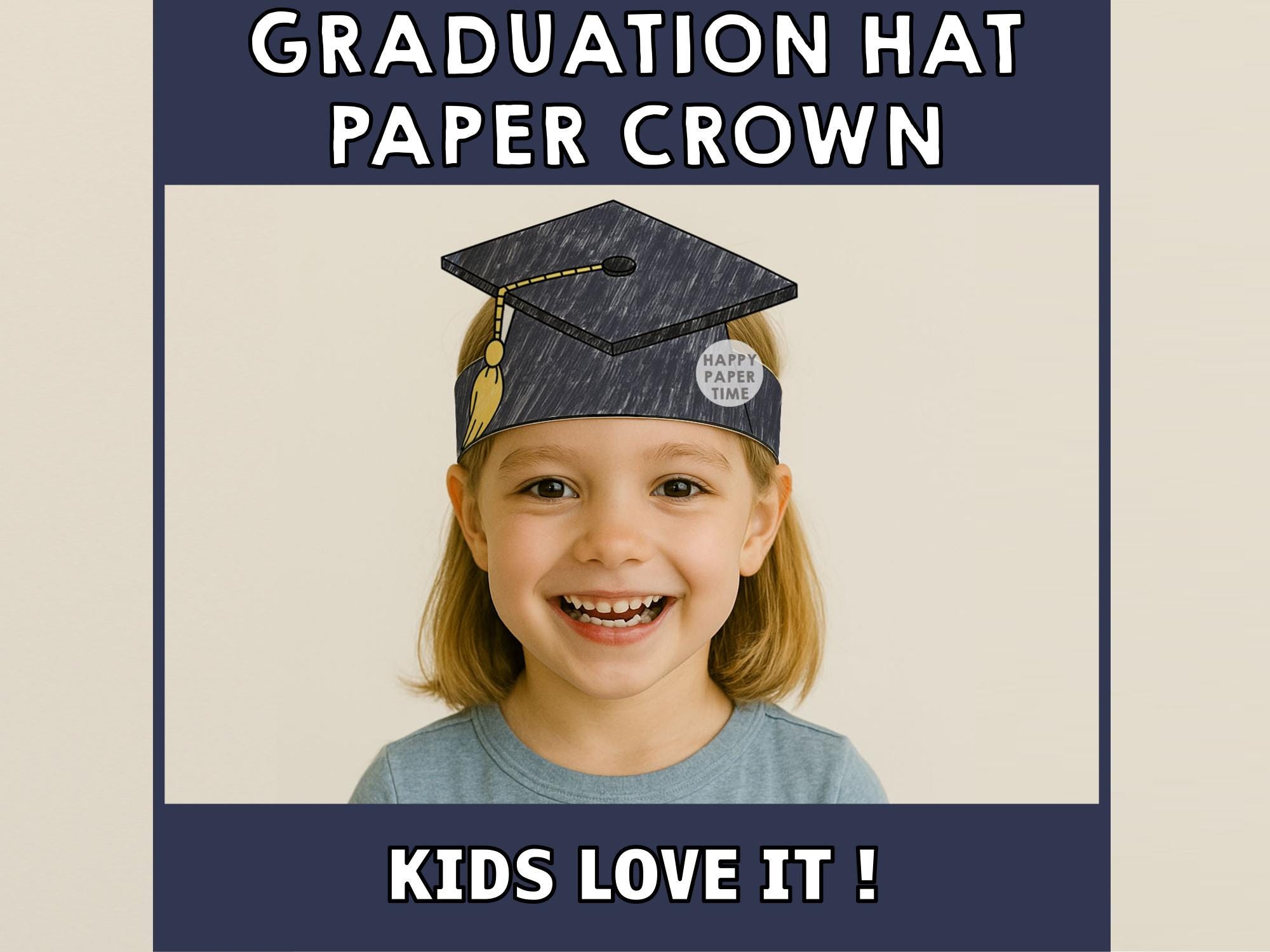 Graduation Cap Paper Crown Party Coloring Printable Kids Craft ...