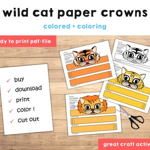 Tiger Crown, Cheetah Crown, Lion Crown; Animals Paper Activity ...