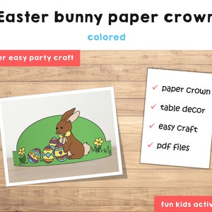 Easter Bunny Hat Paper Crown Headband Easter Cut Out Party Activity ...