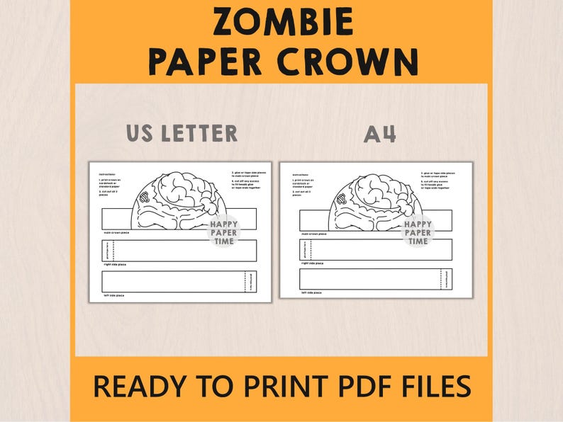 Zombie Paper Headband Crown Craft Hat Costume Halloween Party Coloring ...