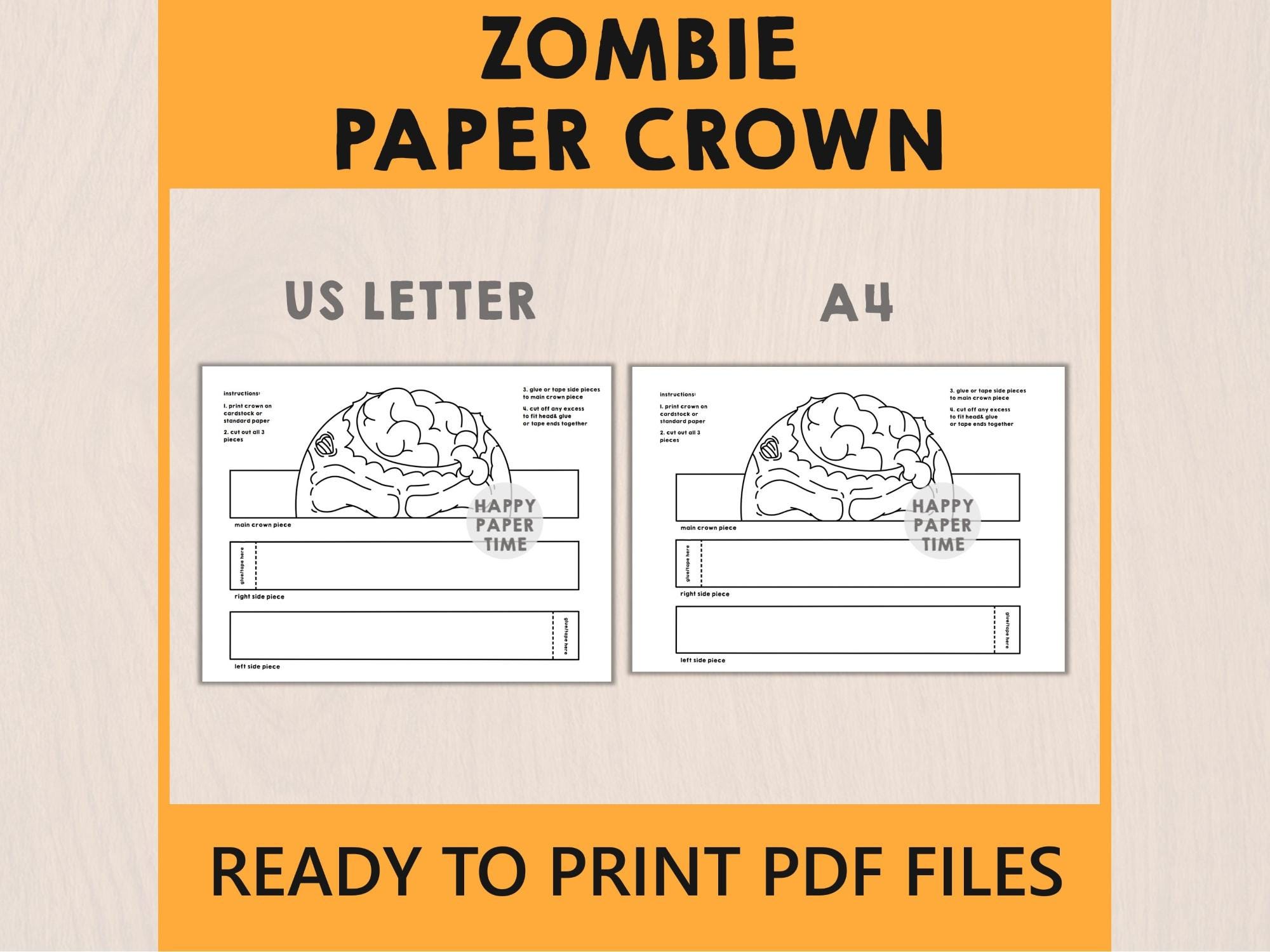 Zombie Paper Headband Crown Craft Hat Costume Halloween Party Coloring ...