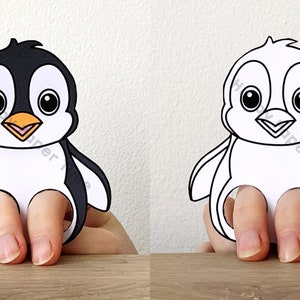 Penguin Paper Craft Printable Finger Puppet Template Kids Craft ...