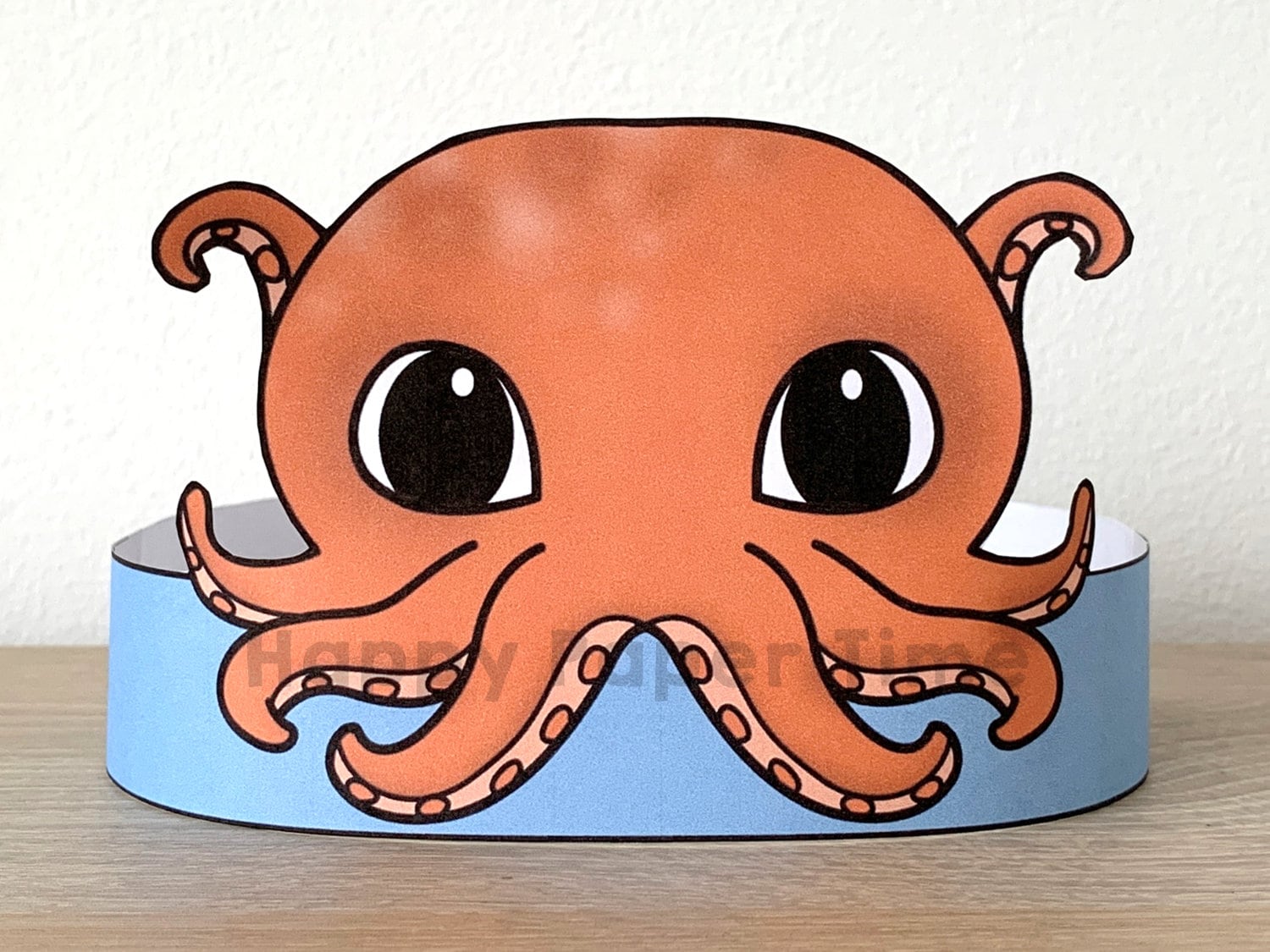 Octopus Paper Crown Party Coloring Printable Party Hat Kids Craft Ocean ...