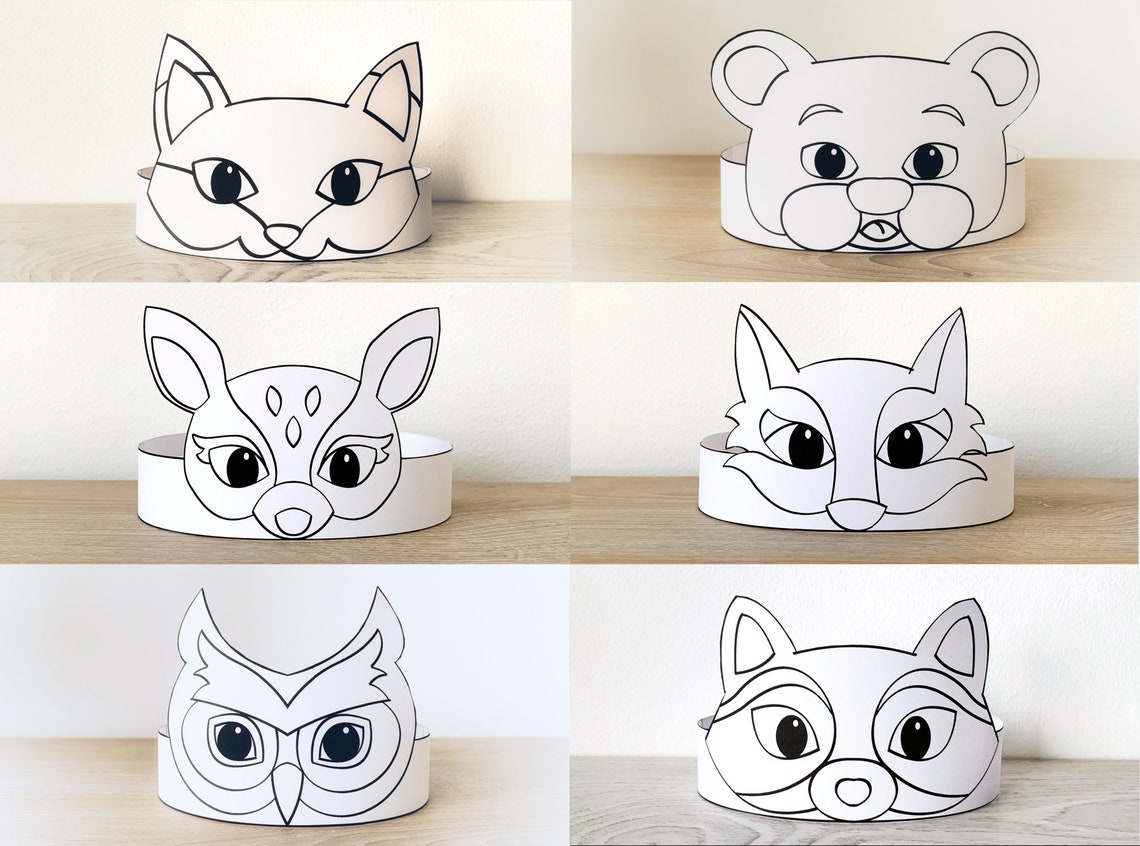 Woodland Animals Paper Crowns Activity Printable Kids Craft - Etsy