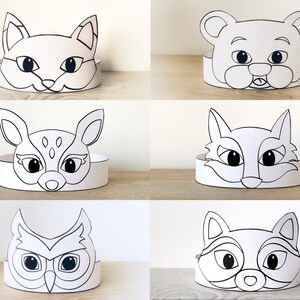 Woodland Animals Paper Crowns Activity Printable Kids Craft Woodland ...
