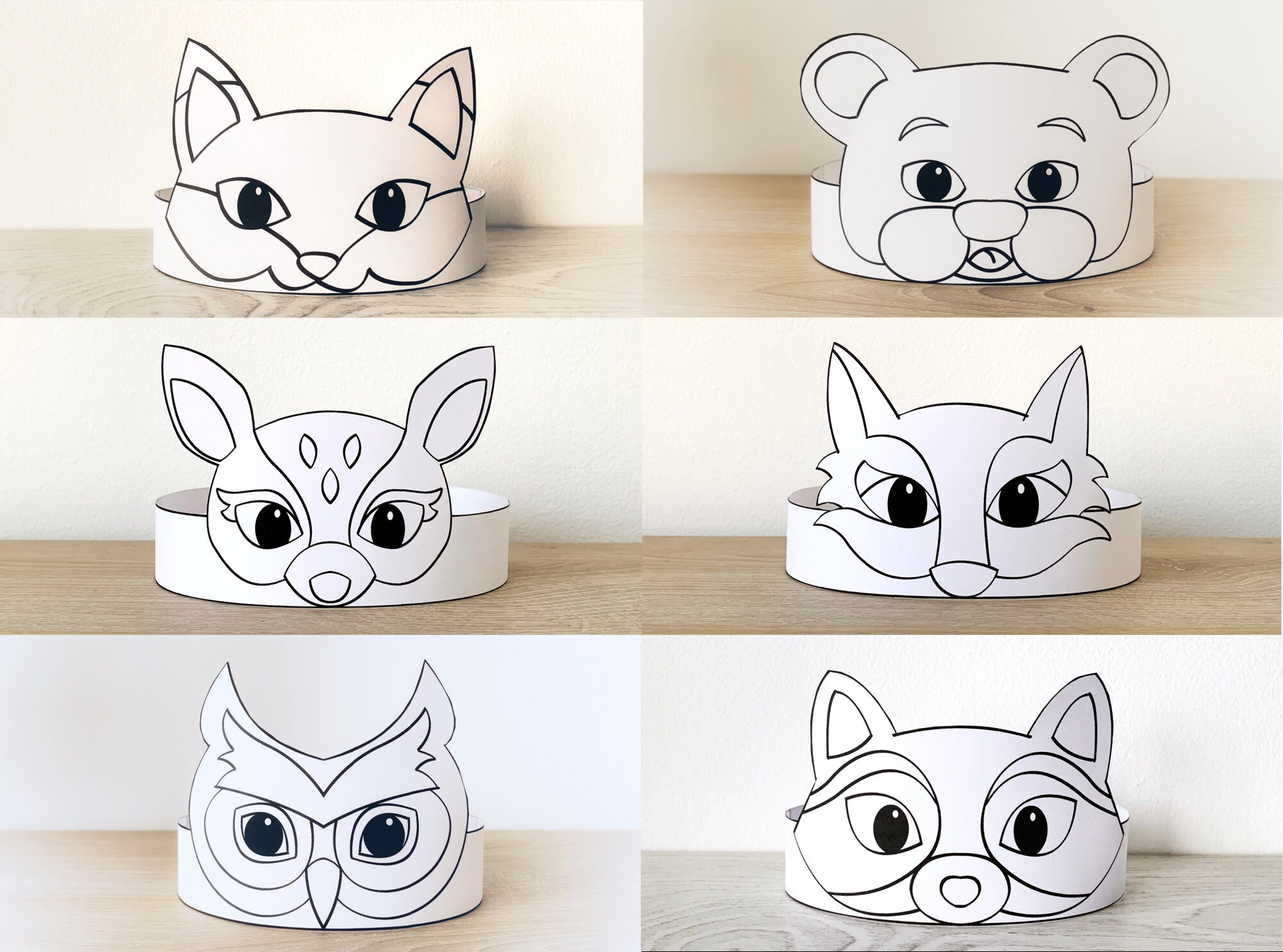 Woodland Animals Paper Crowns Activity Printable Kids Craft - Etsy