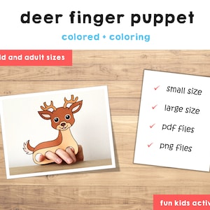 Deer Paper Craft Printable Woodland Animal Finger Puppet Kids Craft ...