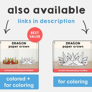 Dragon Paper Crown Template Fantasy Party Headband Costume Printable ...