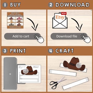 Wild West Paper Crown Headband Cowboy Sheriff Cowgirl Party Activity ...