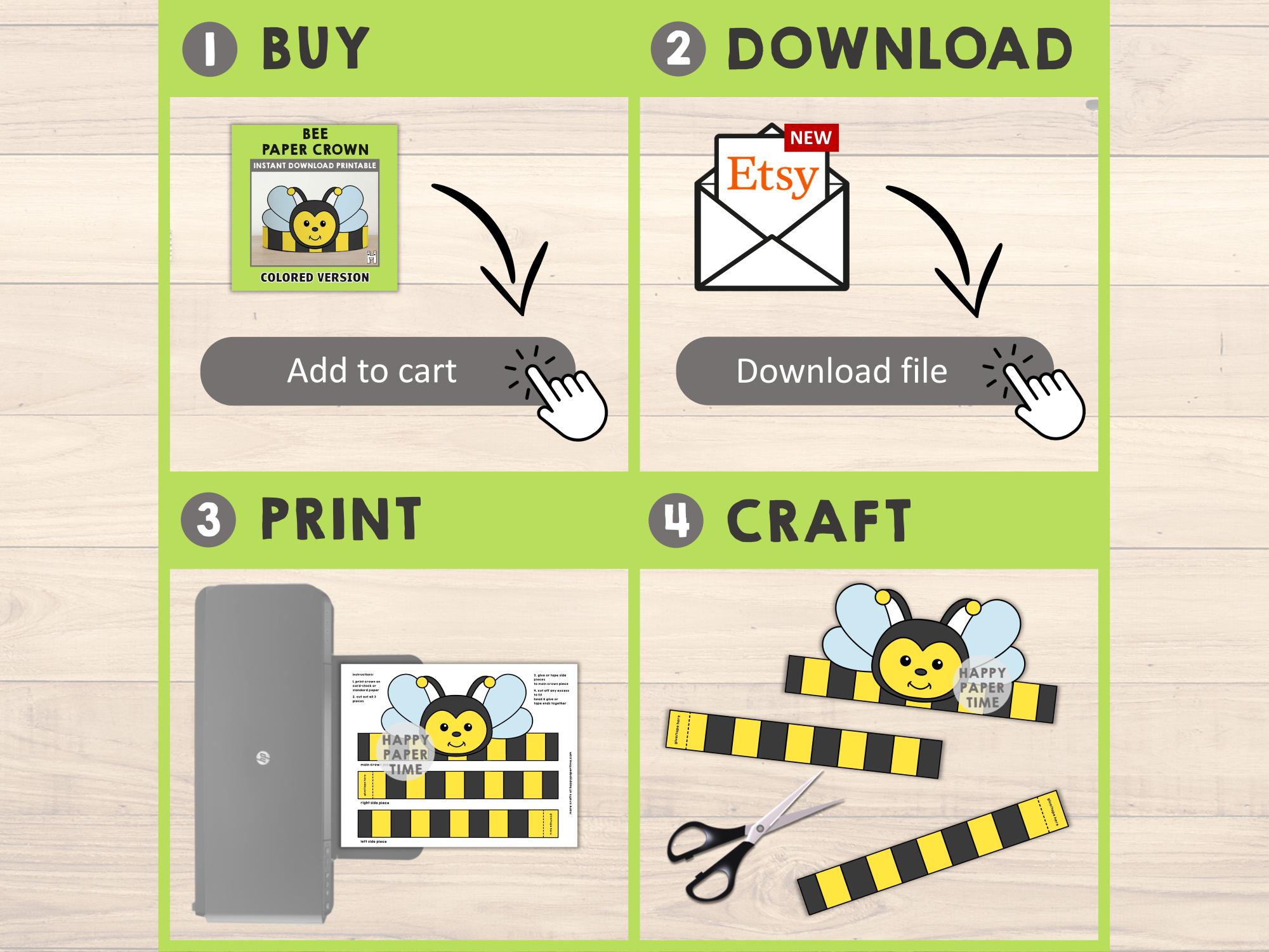 Bee Paper Crown Headband Craft Bugs Insects Party Activity Costume ...