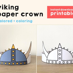 Viking Paper Crown Activity Printable Kids Craft Helmet Medieval ...