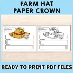Farmer Straw Hat Gardener Paper Crown Party Coloring Printable Kids ...