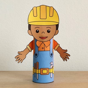 Builder Toilet Paper Roll Craft Construction Worker Party Coloring ...