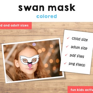 Swan Mask Party Printable Costume Fairytale Kids Party Mask Swan Party ...