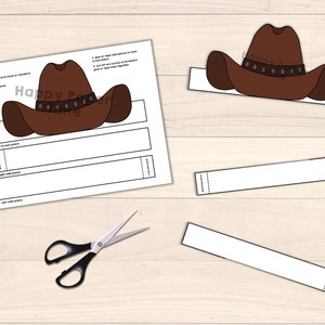 Wild West Paper Crown Headband Cowboy Sheriff Cowgirl Party Activity ...