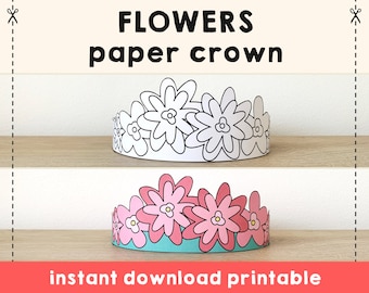 Flower Paper Crown Party Coloring Printable Kids Craft, 59% OFF