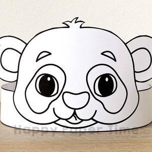 Panda Paper Crown Party Coloring Printable Kids Craft Woodland Birthday ...
