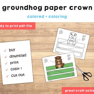 Groundhog Day Paper Crowns Party Coloring Printable Kids Craft Spring ...