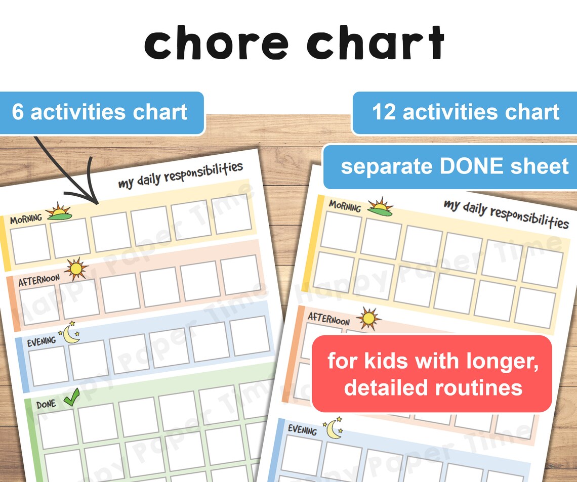 Kids Daily Responsibilities Chart Printable Daily Routine | Etsy