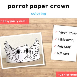 Parrot Paper Crown Headband Pet Animal Printable Kids Craft Bird Party ...