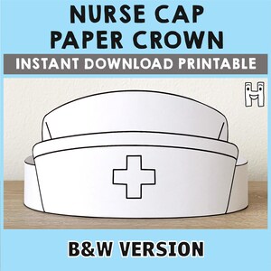 Nurse Cap Hat Paper Crown Party Coloring Printable Kids Craft Doctor ...