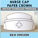 Nurse Cap Hat Paper Crown Party Coloring Printable Kids Craft Doctor ...