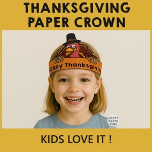 Thanksgiving Paper Crown Headband Craft Turkey Party Favor Decor ...