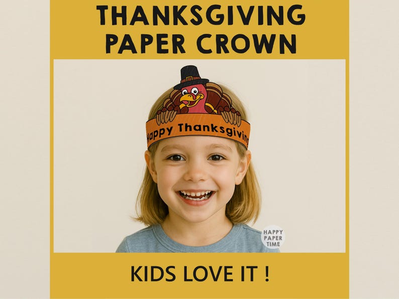 Thanksgiving Paper Crown Headband Craft Turkey Party Favor Decor ...