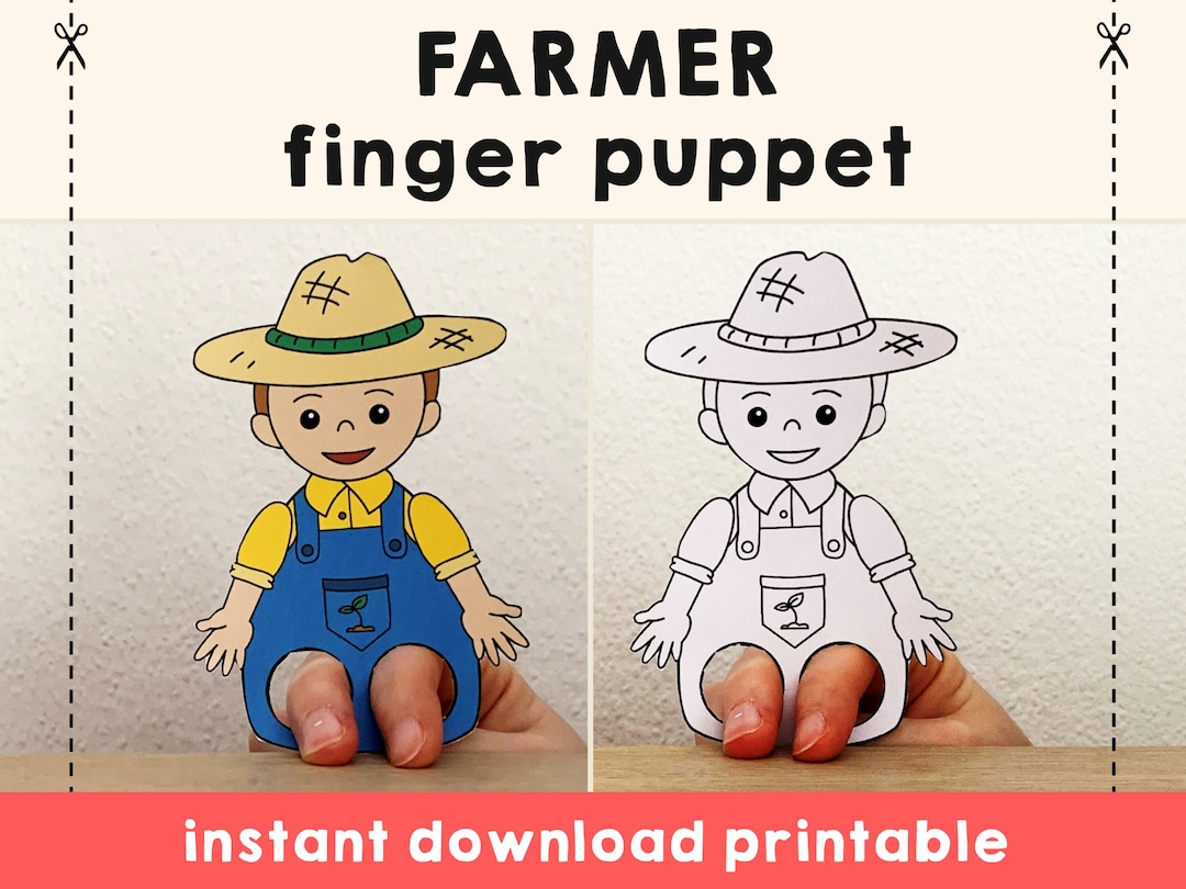Farmer Paper Craft Printable Community Helper Finger Puppet Kids Farm ...